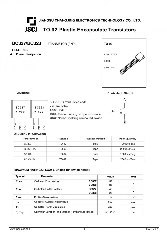 JSCJ BC327 datasheet page 1