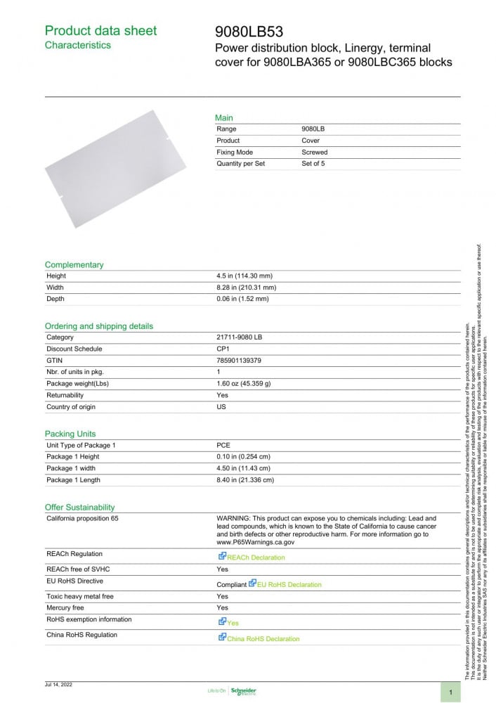 9080LB53 technical document page 1