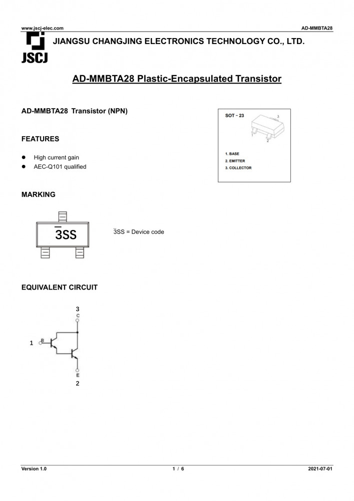AD-MMBTA28 datasheet page 1