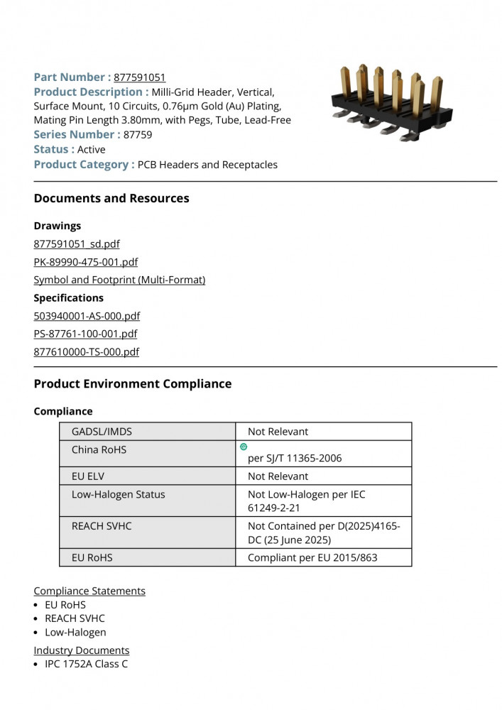 MOLEX 877591051 product document image 1