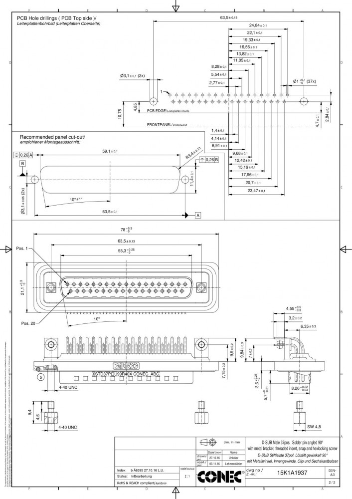 Conec 6STD37PAU99R40X technical drawing, sheet 2
