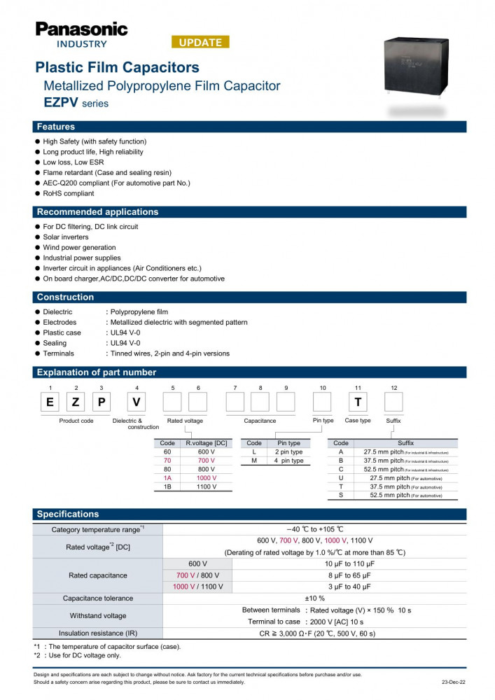 EZPV datasheet page 1