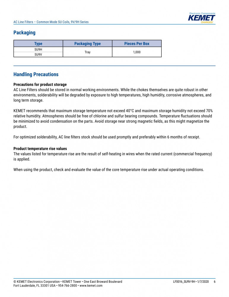 KEMET SU9 series datasheet page 6