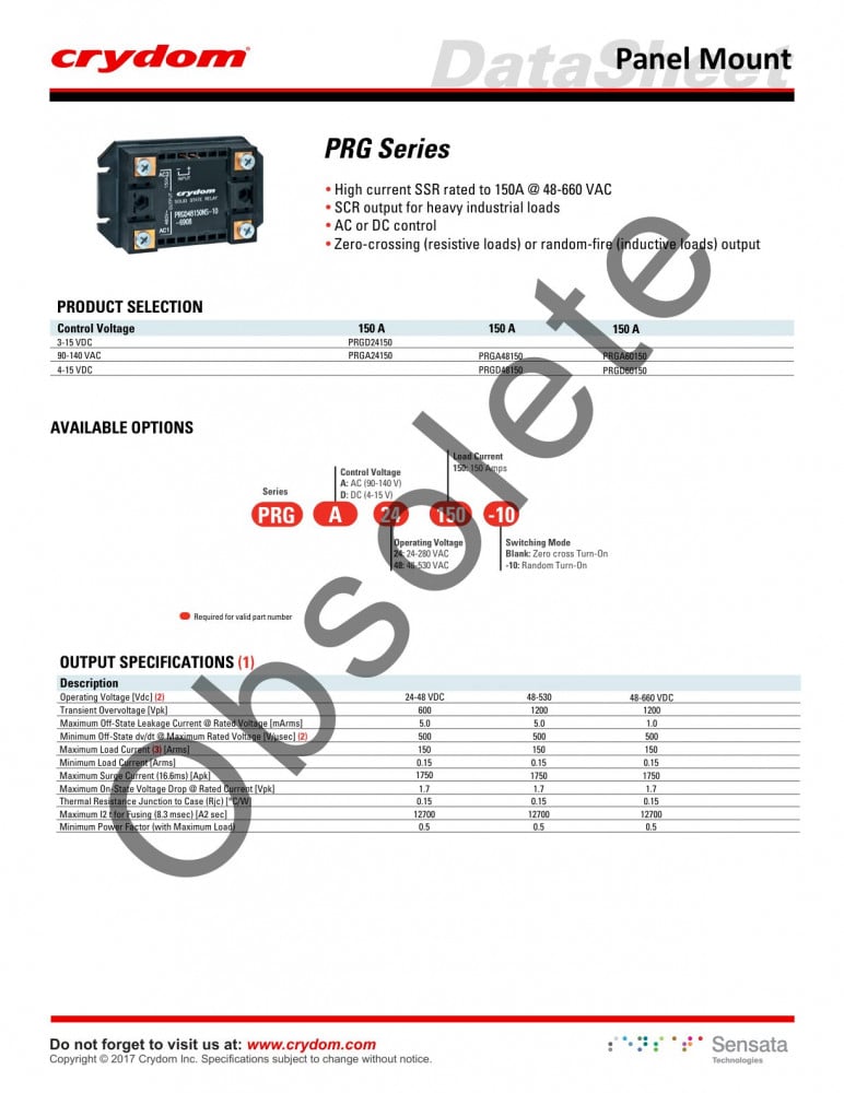 PRG Series datasheet page 1