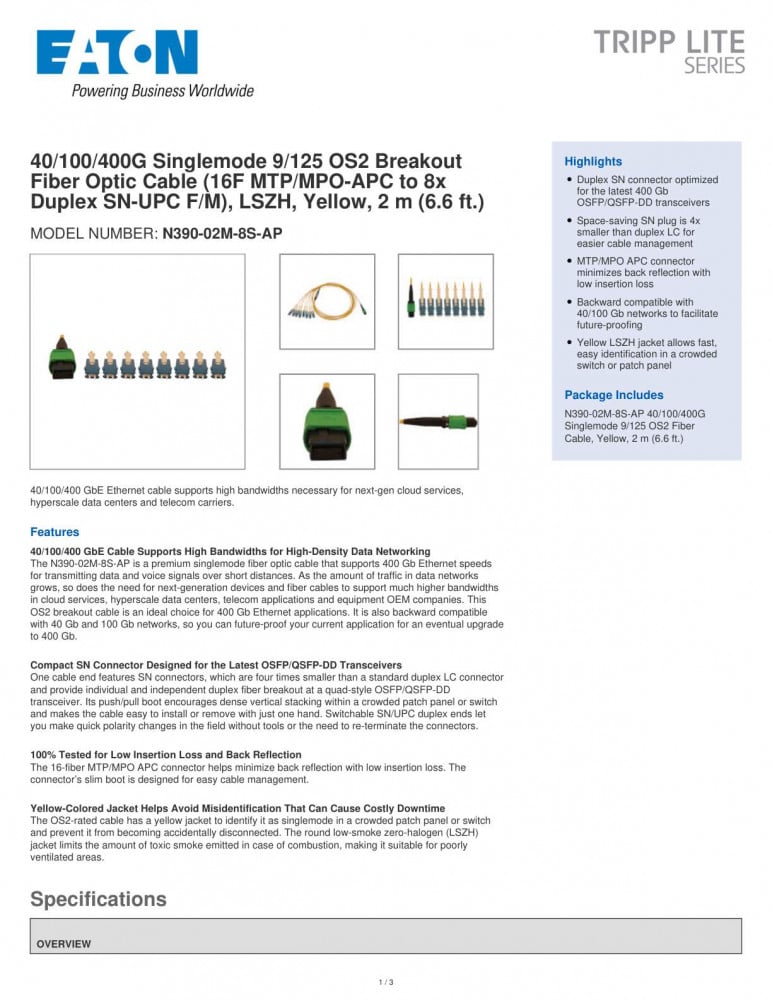 N390-02M-8S-AP technical document page 1