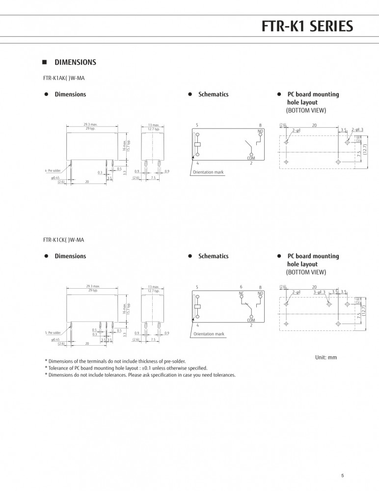 FTR-K1 datasheet page 5