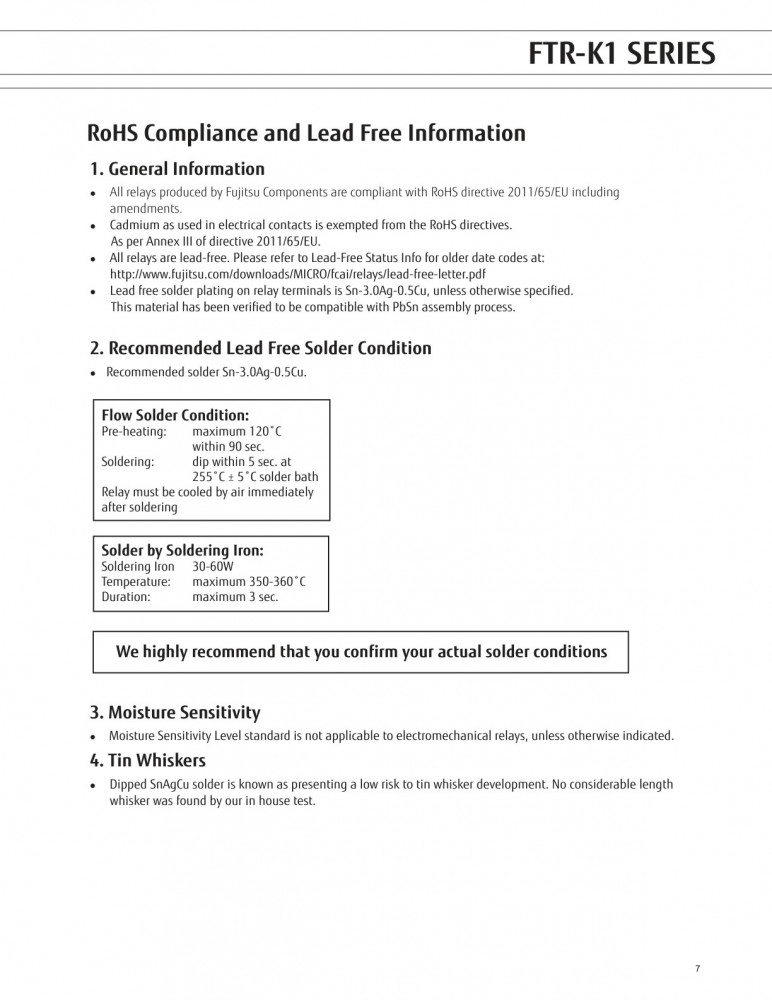 FTR-K1 datasheet page 7