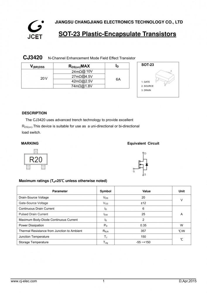 CJ3420 datasheet page 1