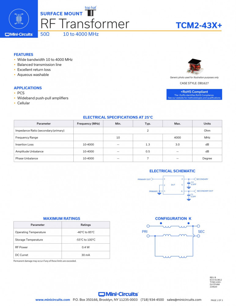 TCM2-43X datasheet page 1