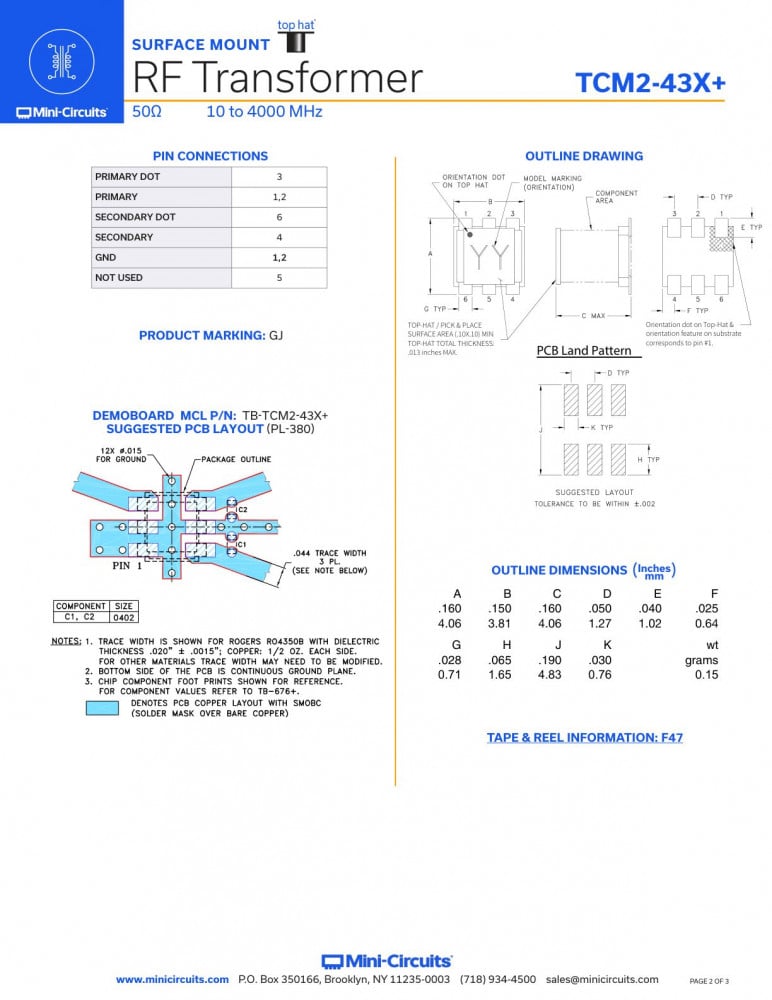 TCM2-43X datasheet page 2