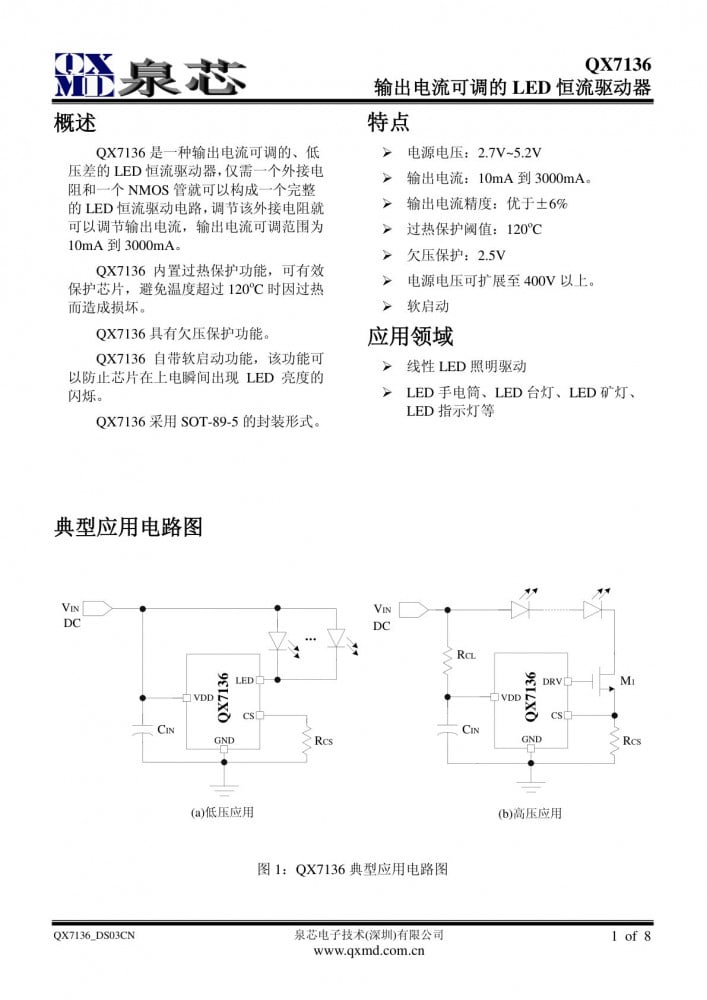 QX7136 datasheet page 1