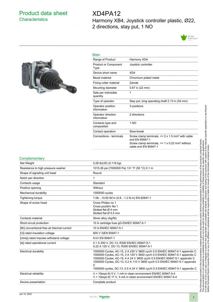 XD4PA12 technical document page 1
