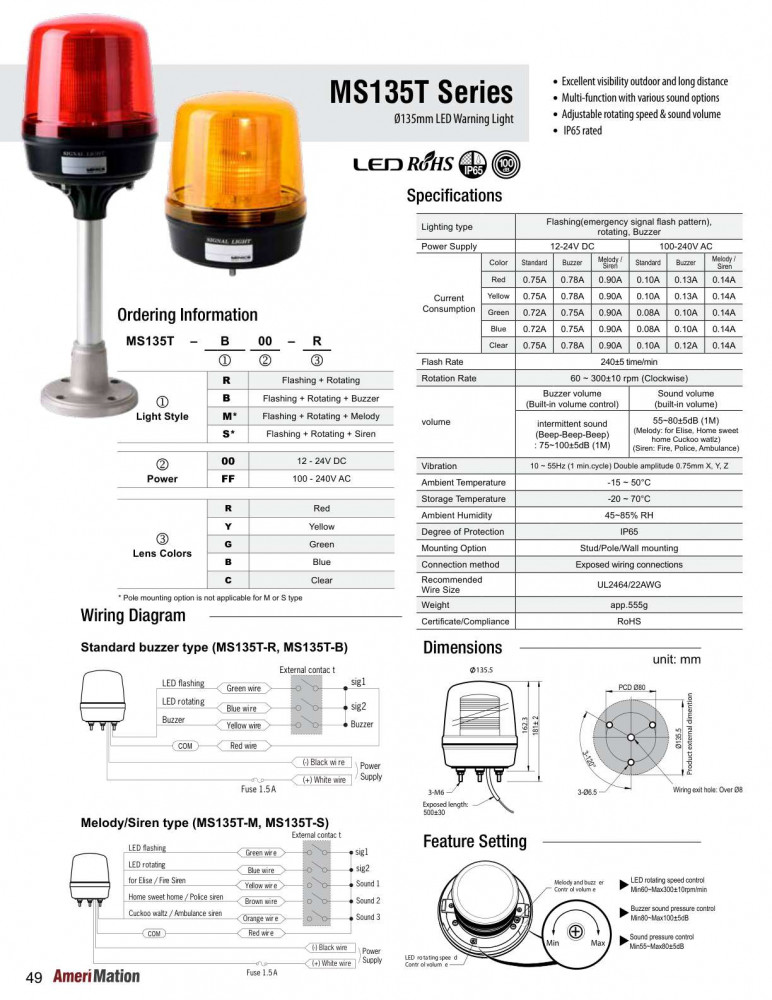 MS135T Series product documentation page