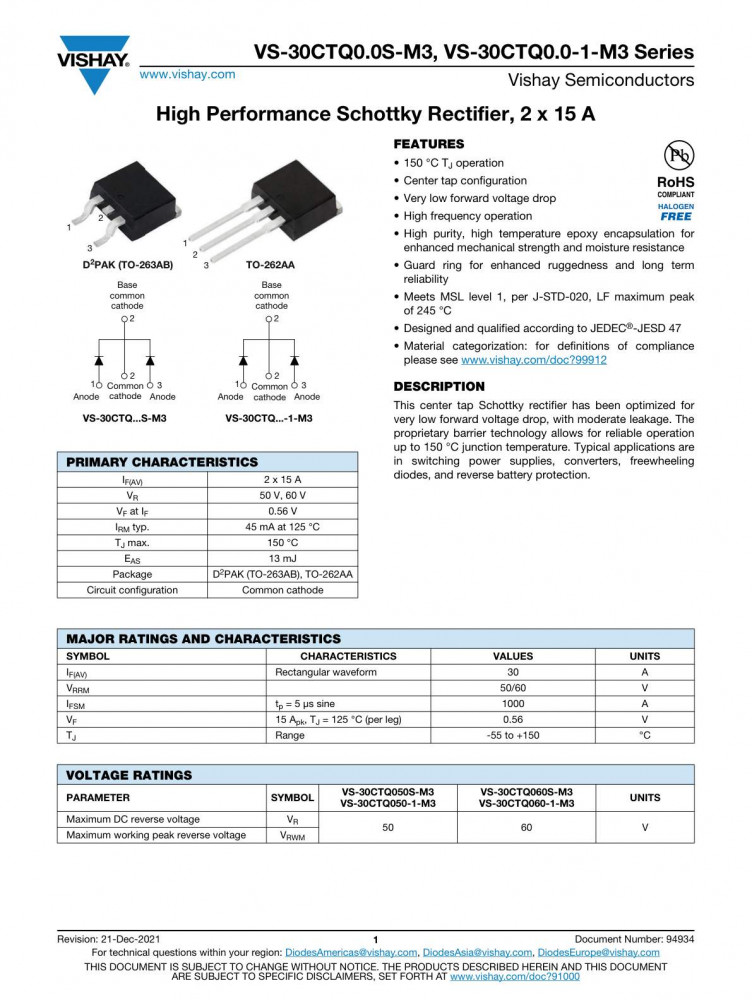 VS-30CTQ060 datasheet page 1