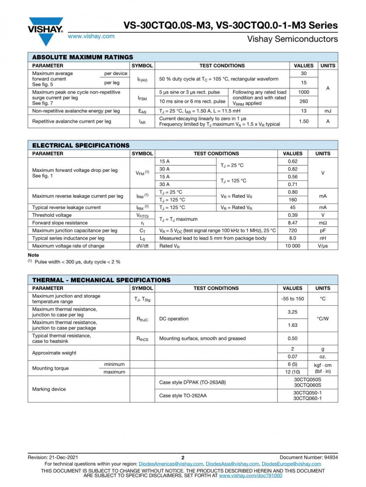 VS-30CTQ060 datasheet page 2