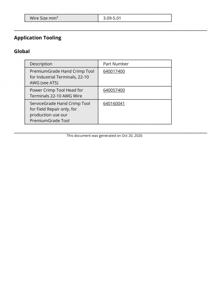 Technical document page 3 for MOLEX 191640067