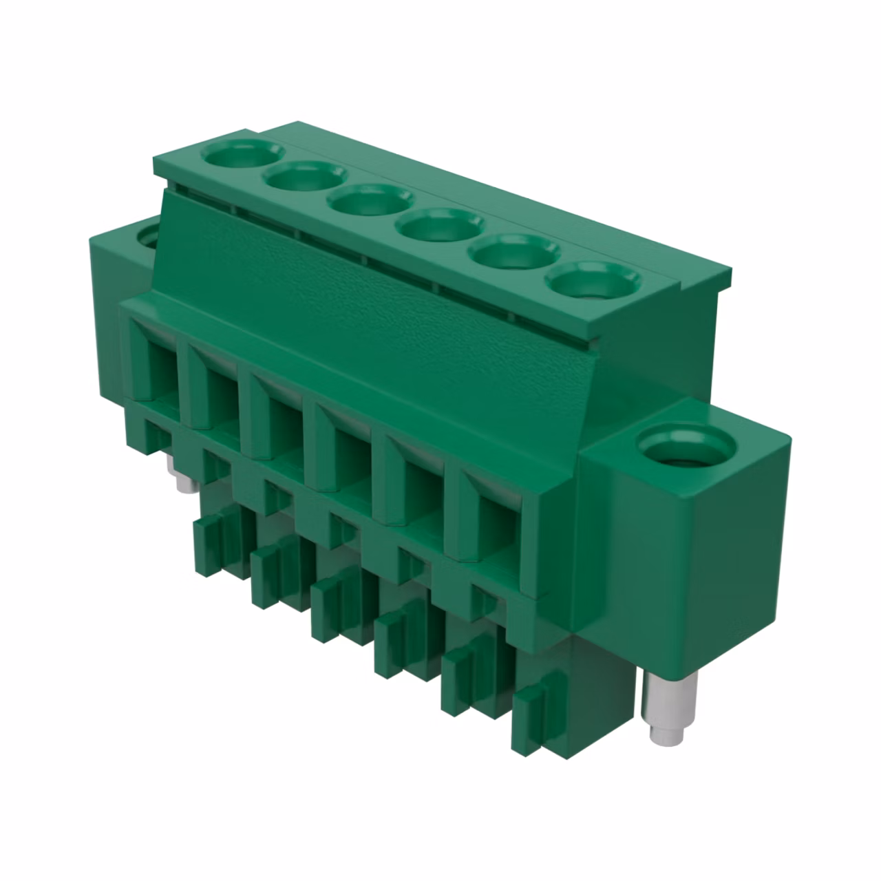 3.81mm Pitch Eurostyle Vertical Plug, with Retention Screws and Standard  Imprinting, Front Wire Entry, Green Housing, 6 Circuits for sale