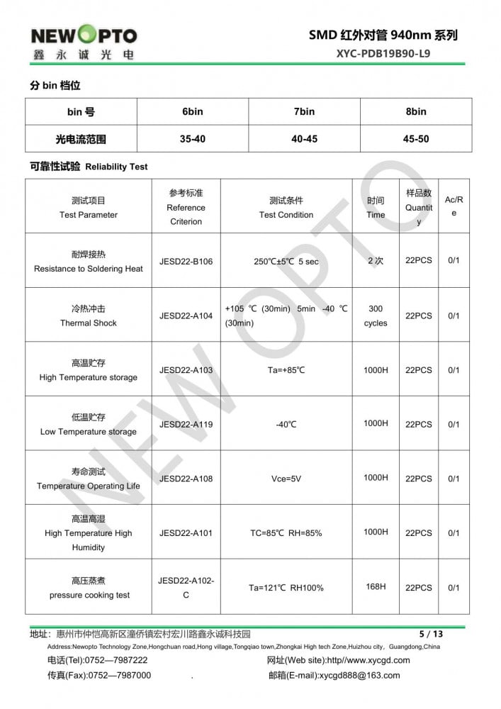 XYC-PDB19B90-L9 datasheet page 5