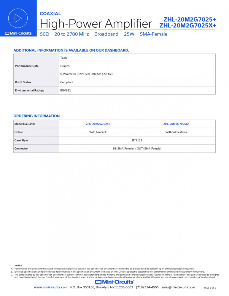 ZHL-20M2G7025X+ datasheet page 5