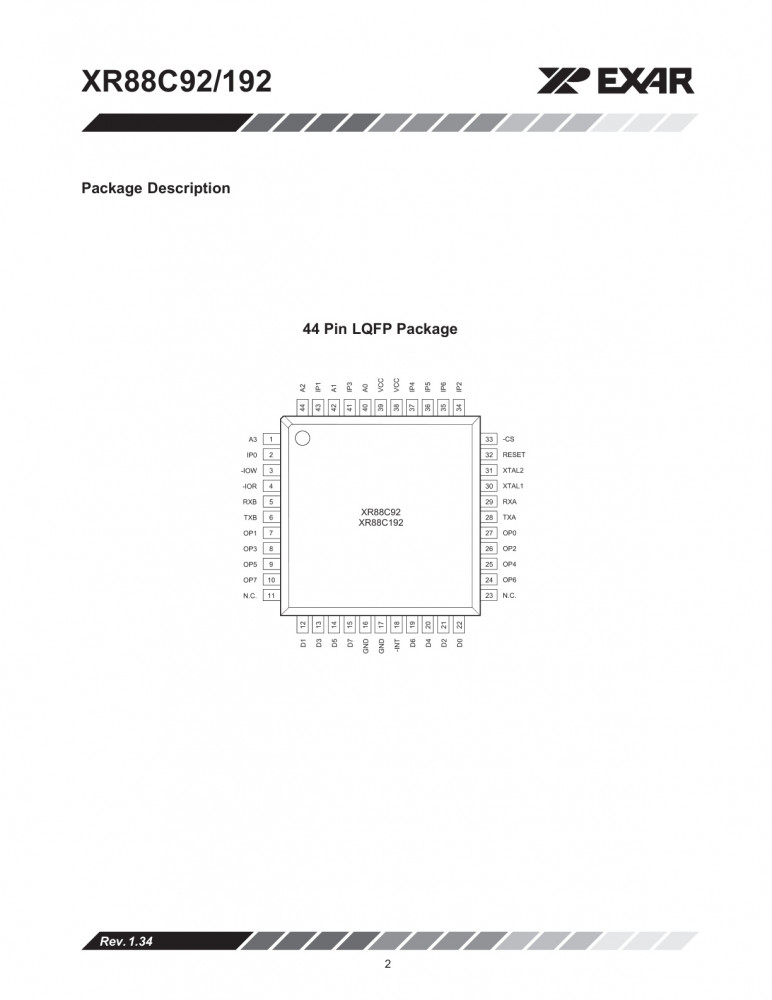 XR88C92CJ-F datasheet page 2