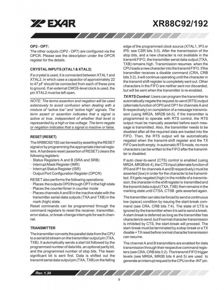 XR88C92CJ-F datasheet page 9