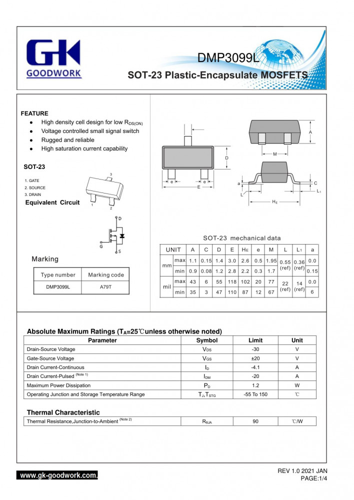 DMP3099L technical document page 1