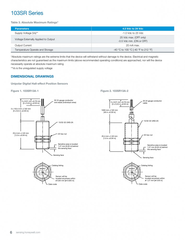 Honeywell 103SR17A-1 documentation page 6