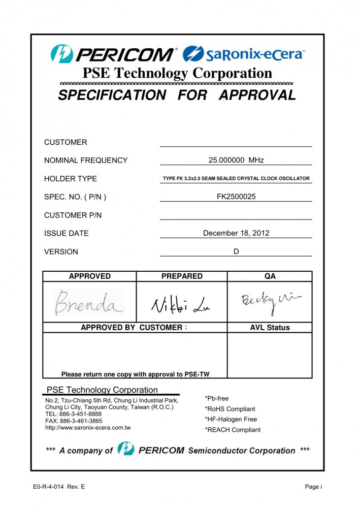 FK2500025 technical document page 1