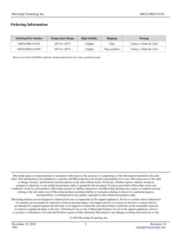 DSC613RI2A-012ST datasheet page 2