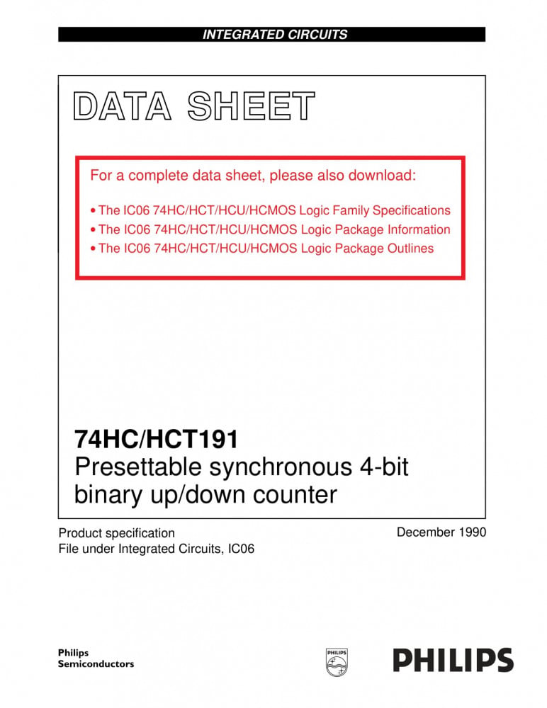 74HC191D,652 datasheet page 1