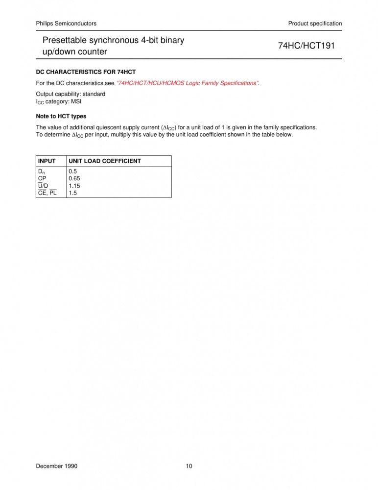 74HC191D,652 datasheet page 10