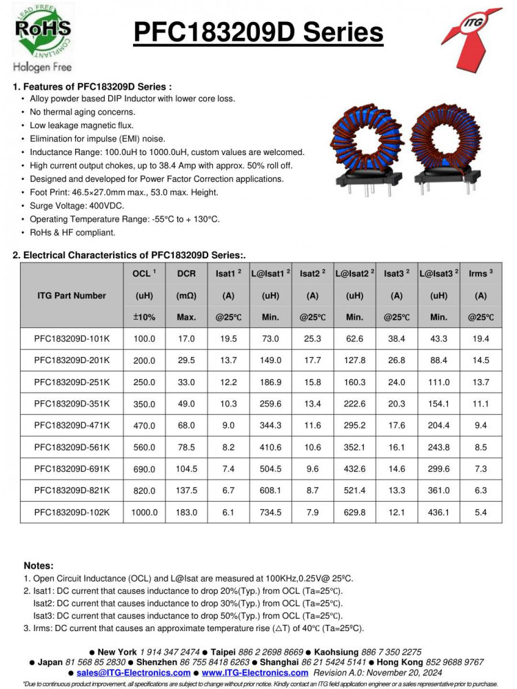 PFC183209D technical document page 1