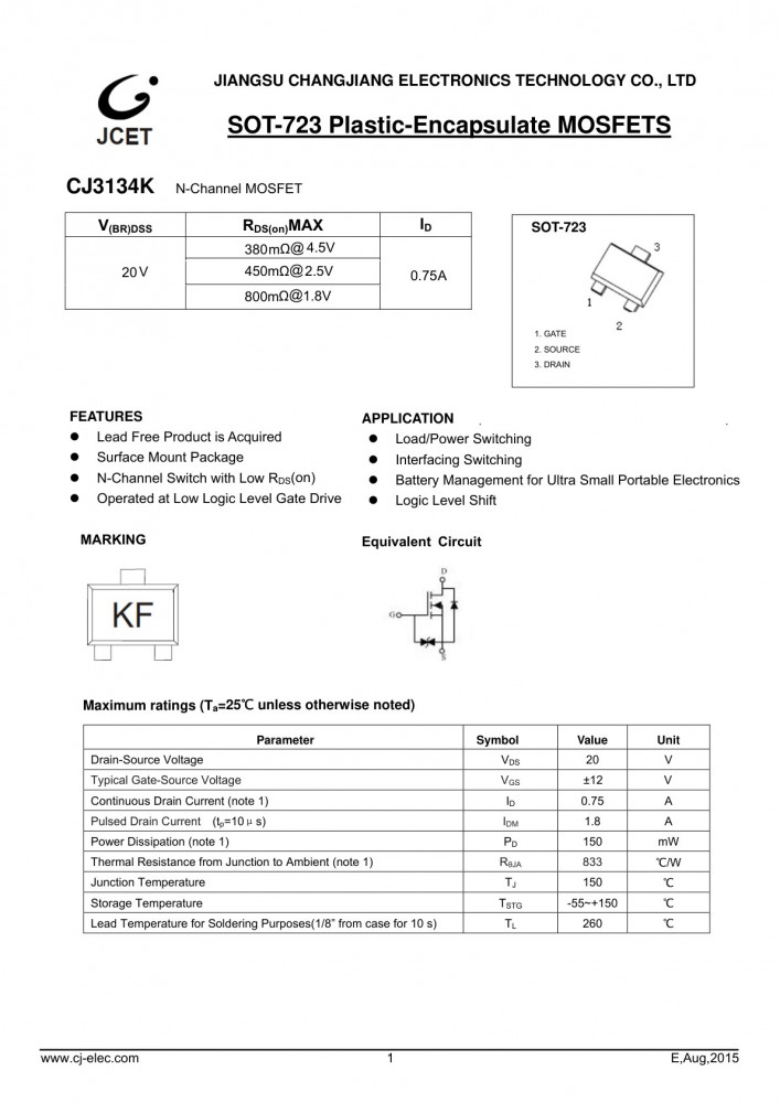 CJ3134K KF datasheet page 1