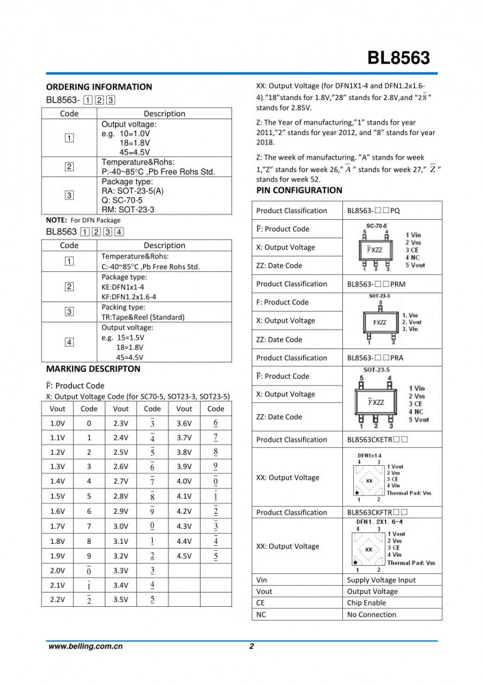 BL8563 datasheet page 2