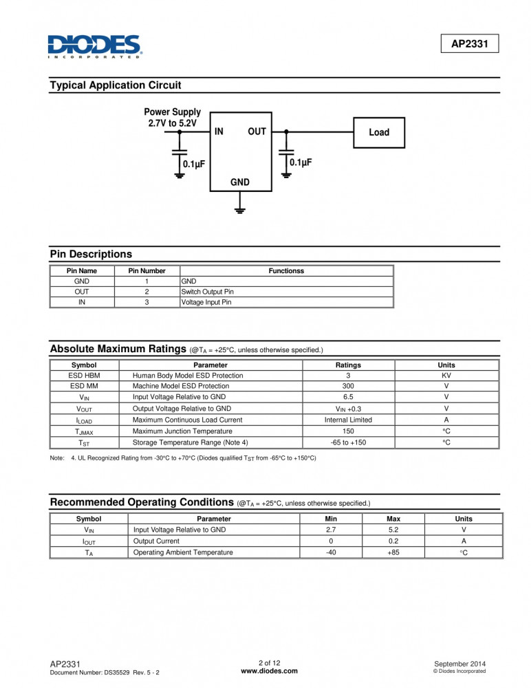 AP2331 datasheet page 2