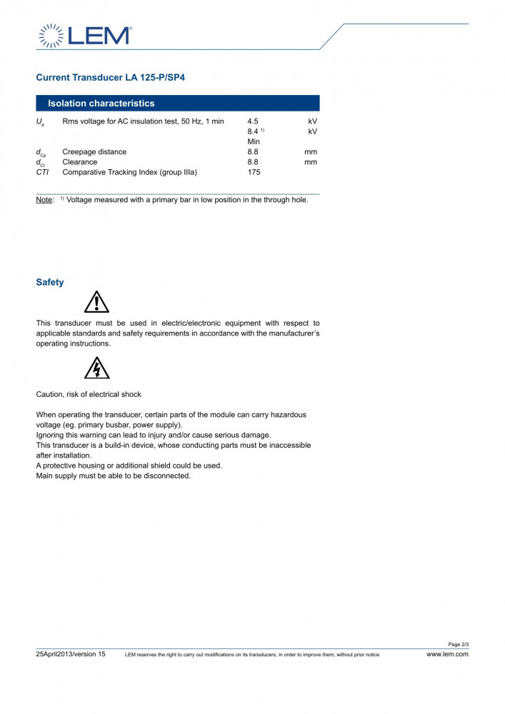 LA125-P technical document page 2