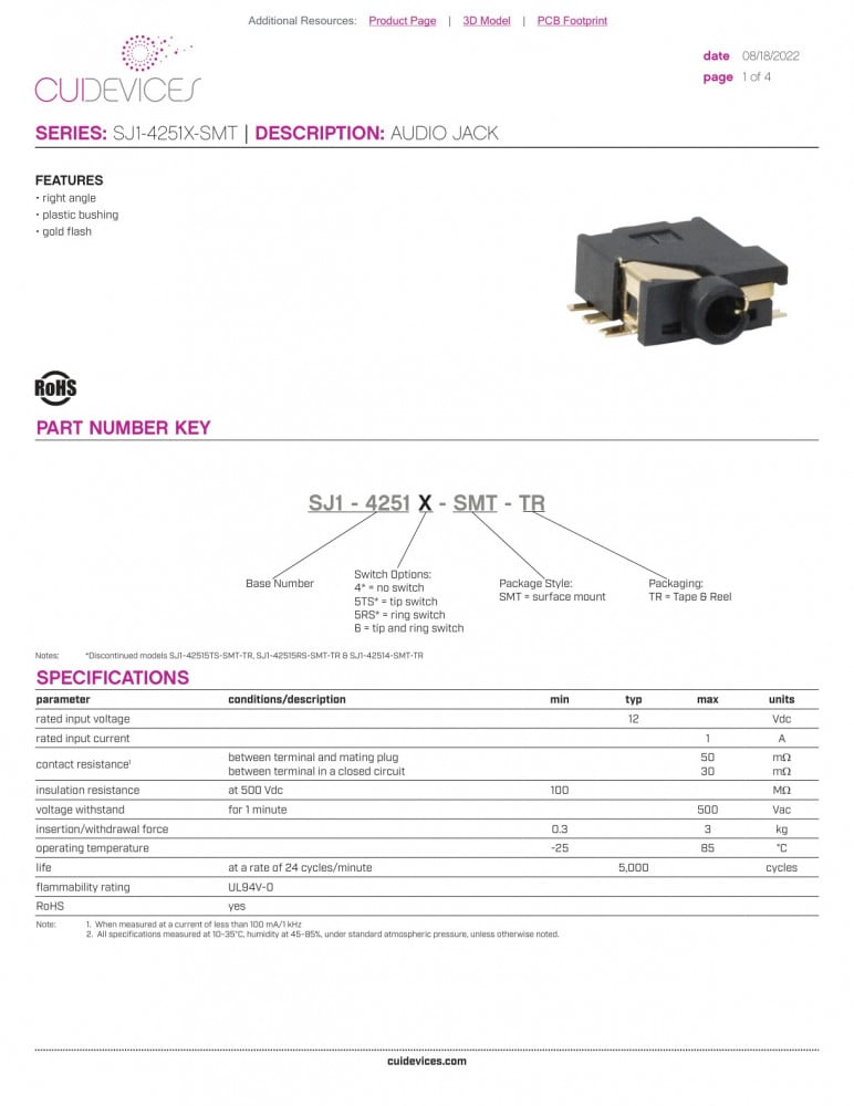 SJ1-42515RS-SMT-TR datasheet page 1