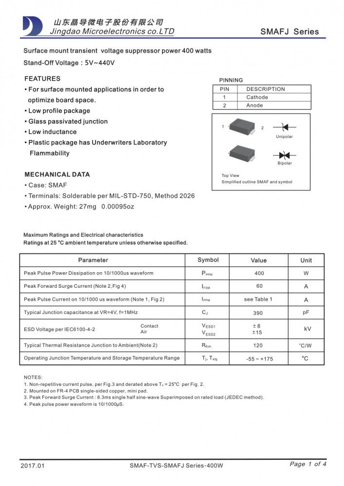 SMAFJ48A datasheet page 1