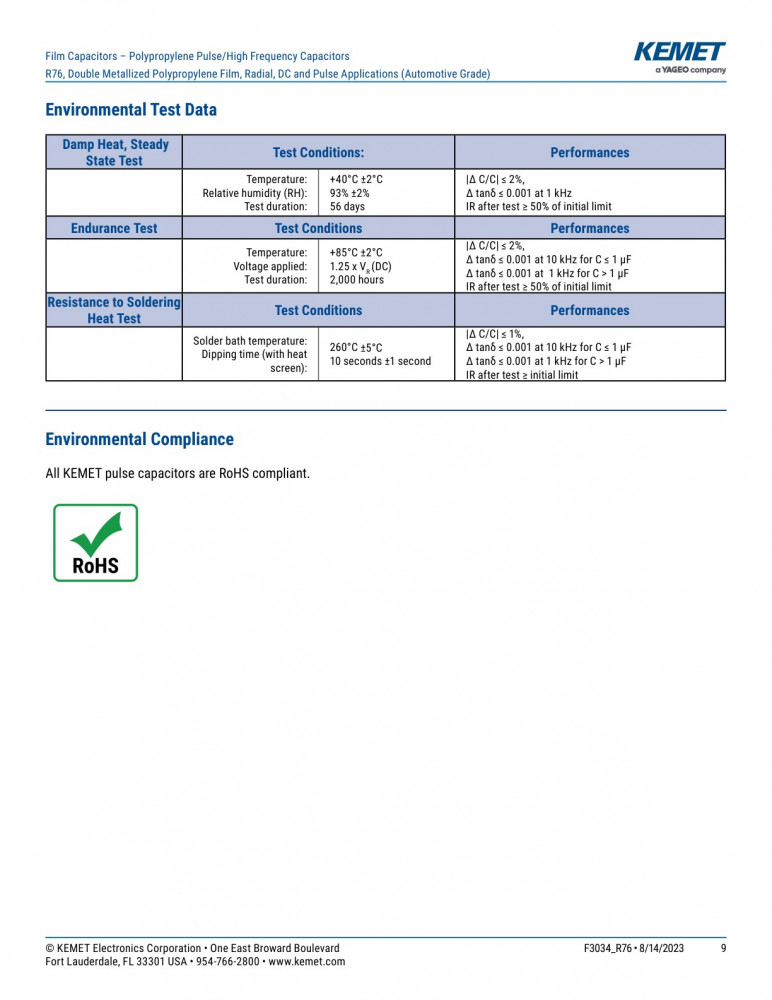 KEMET R76 datasheet page 9