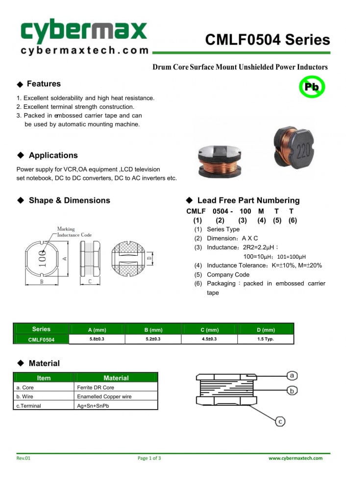 Cybermax CMLF0504 technical document page 1