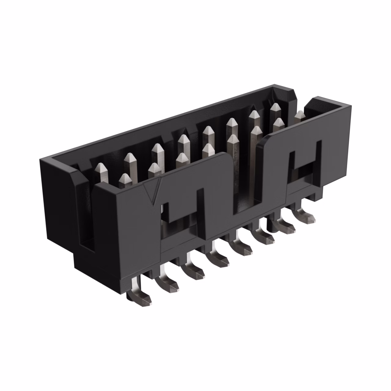 2.00mm Pitch, Milli-Grid PCB Header, Dual Row, Vertical, Surface Mount, Shrouded, 14 Circuits, 0.38µm Gold (Au) Plating, Dual Side Slots, Dual Friction Locks, Center Polarization, with Pegs, Tape and Reel