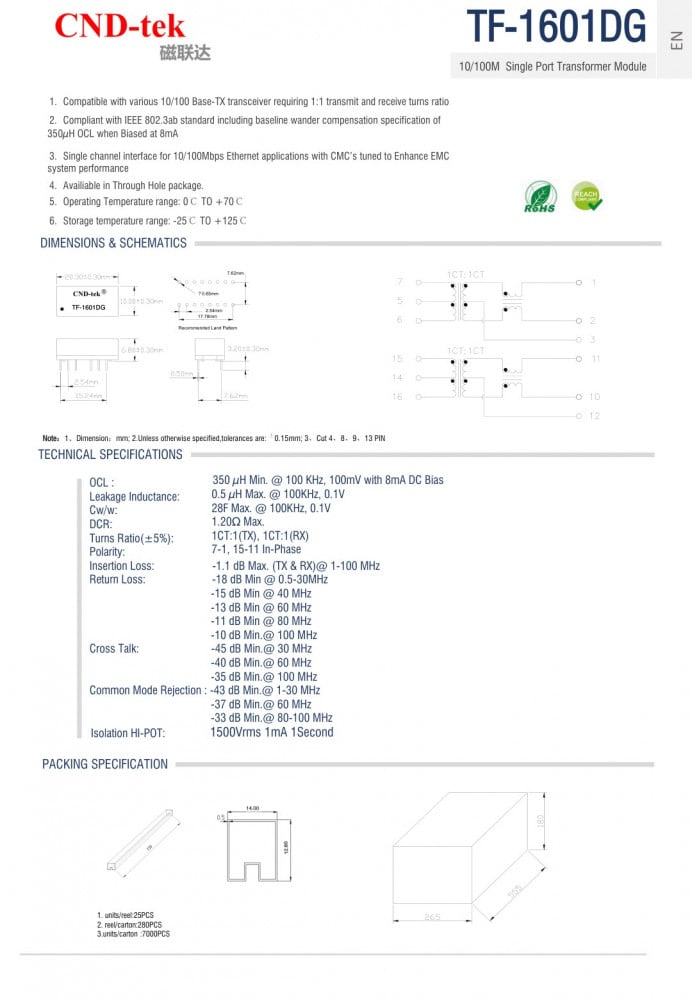TF-1601DG technical document page