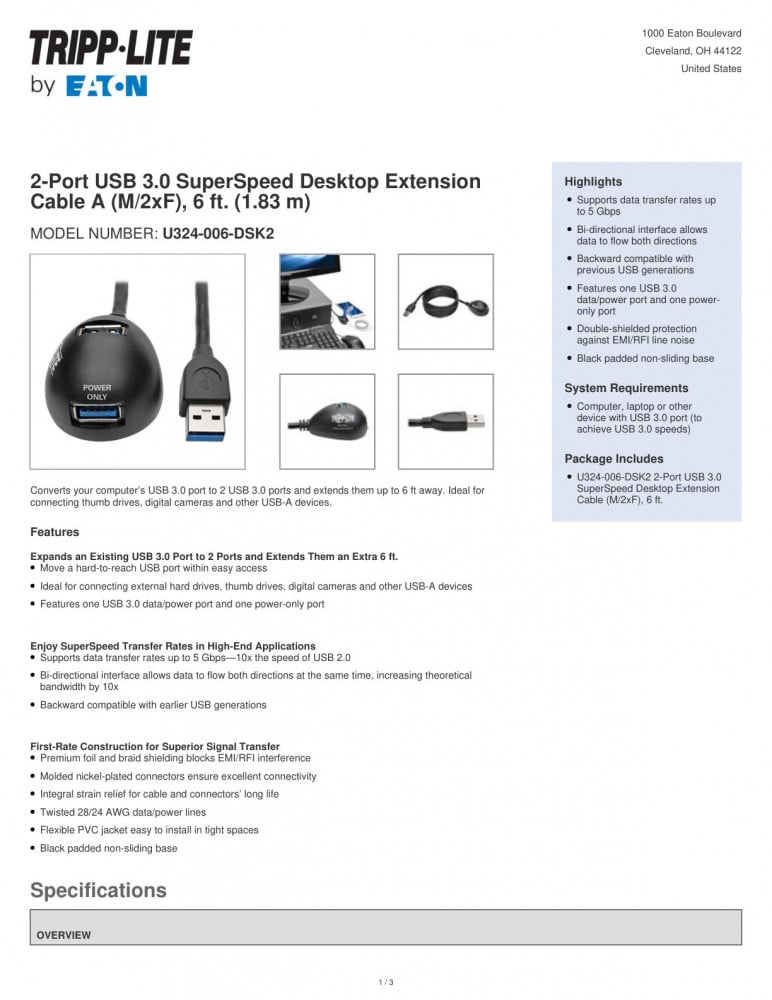 U324-006-DSK2 technical document page 1