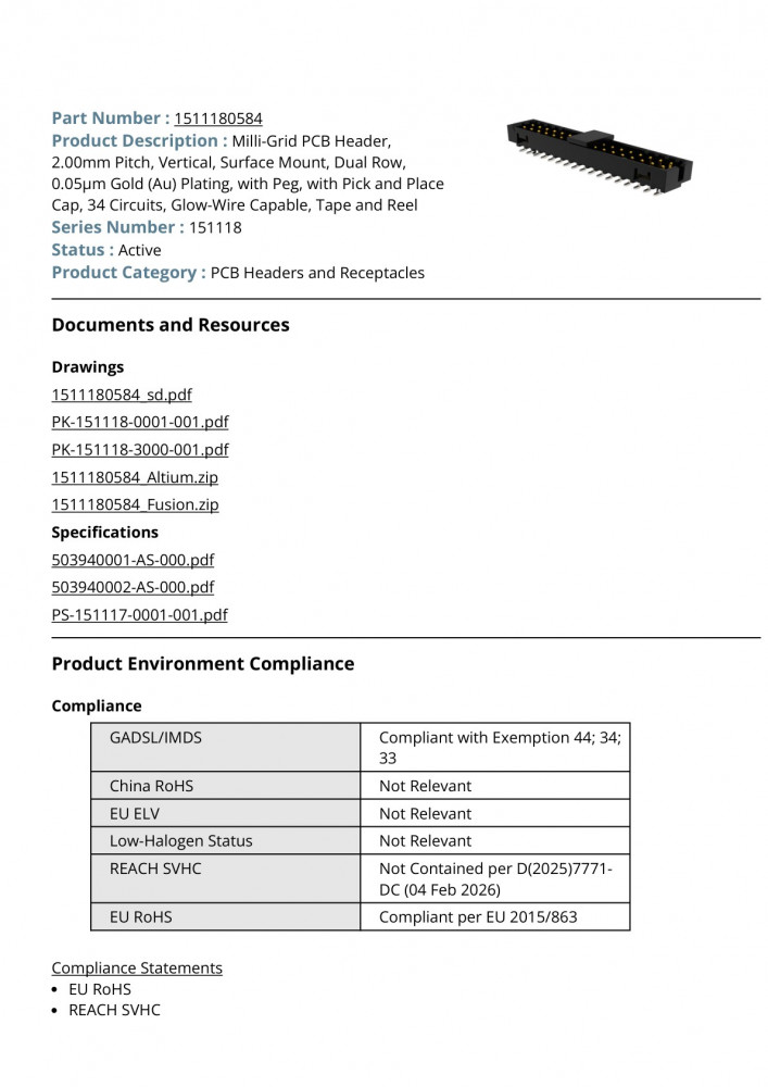 MOLEX product specification page 1