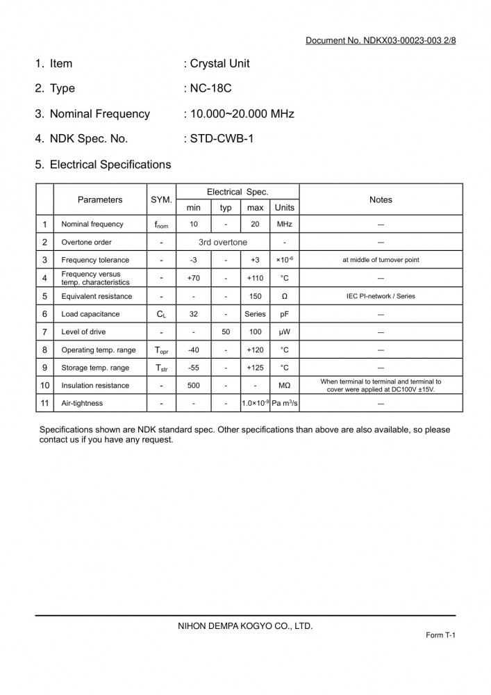 NC-18C datasheet page 2