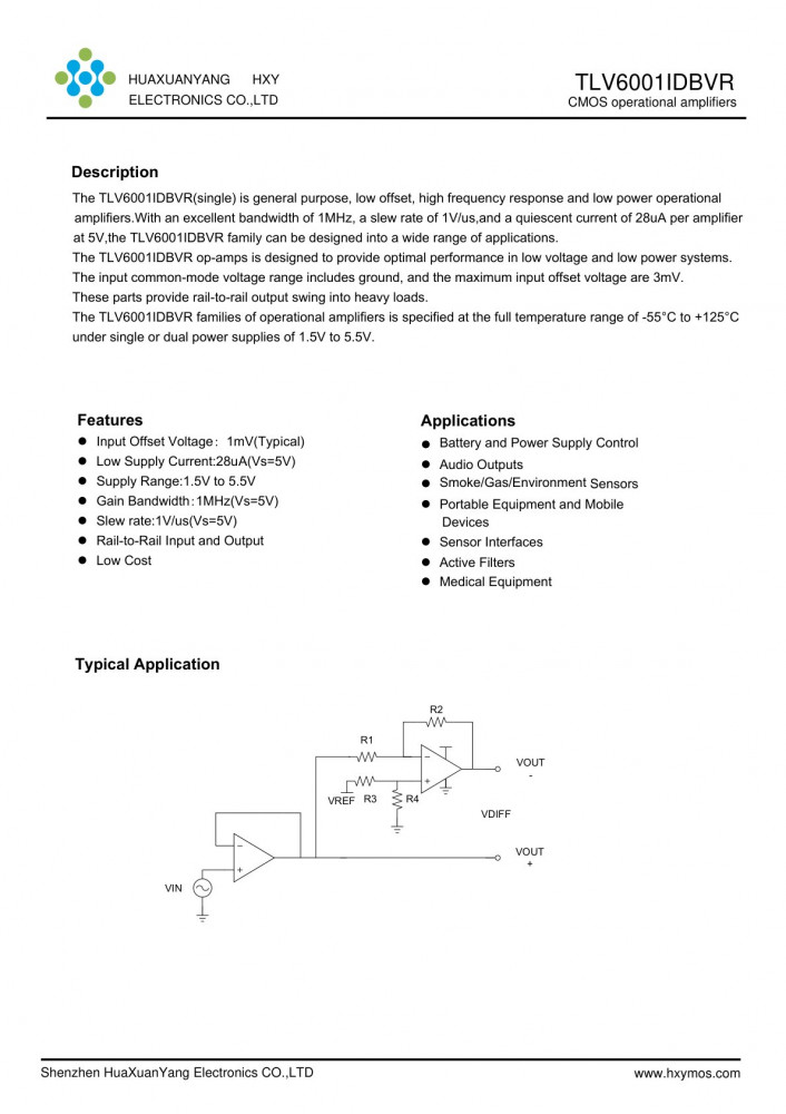TLV6001IDBVR-HXY datasheet page 1