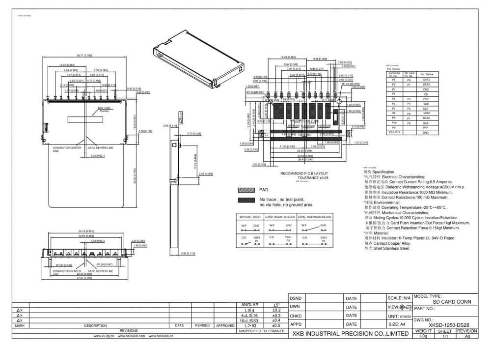 XKSD-1250-DS28 official product drawing