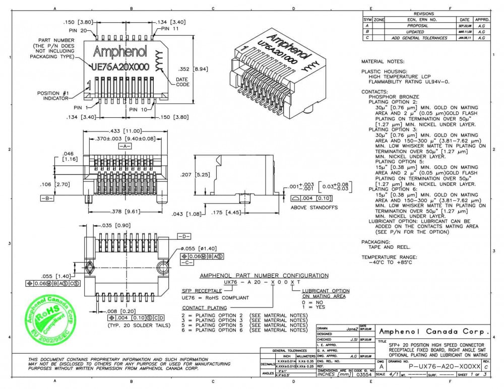 UE76-A20-5000T technical drawing page 1