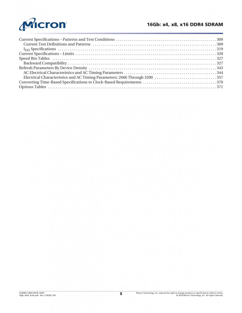 DDR4 datasheet preview, page 8