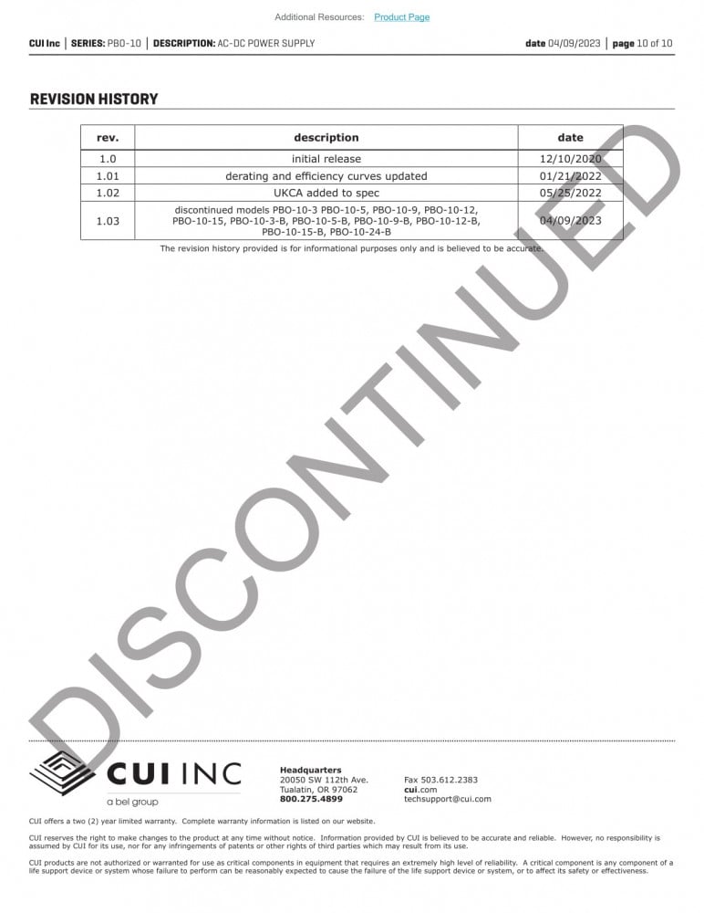 CUI PBO-10 datasheet page 10